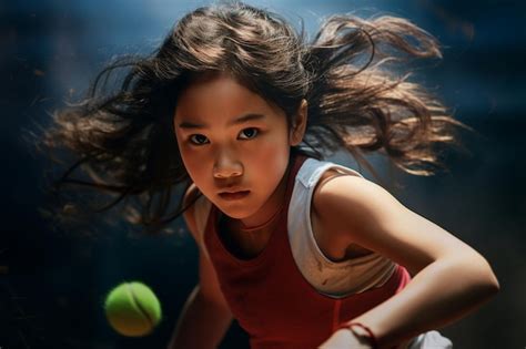 Premium Ai Image Image Of Young Asian Girl Playing Tennis