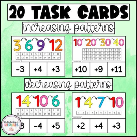 number patterns task cards increasing and decreasing patterns sped math