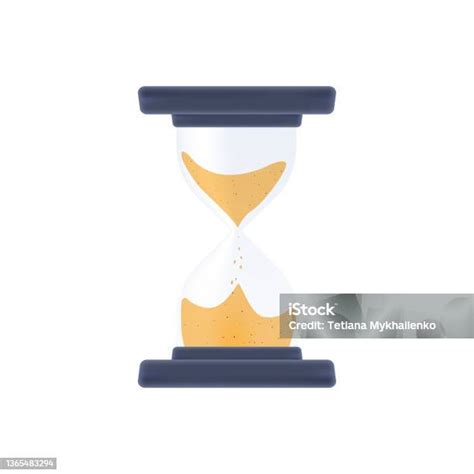 모래 시계에 과거와 현재 시간을 3d 시계의 타이머 카운트 다운 떨어지는 황금 모래유리 투명 시계 역방향과 시간의 흐름의 과정 벡터 일러스트레이션 0명에 대한 스톡 벡터