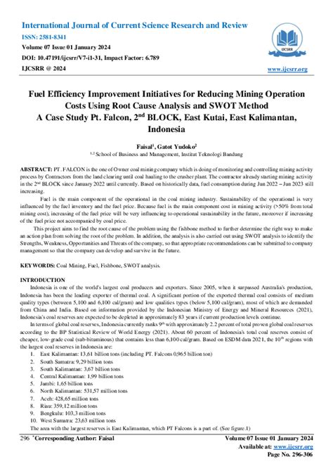 Pdf Fuel Efficiency Improvement Initiatives For Reducing Mining