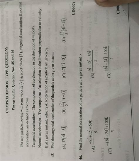 COMPREHENSION TYPE QUESTIONS Paragraph For Question Nos 45 And 46 For An