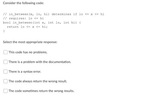 Solved Consider The Following Code In Between X Lo
