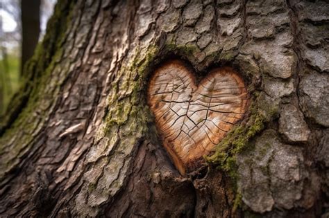 Premium AI Image A Tree With A Heart Carved Into It