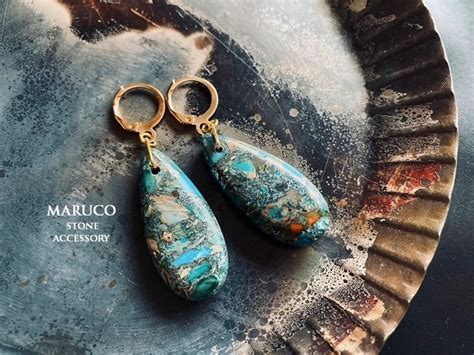 【未使用】 Maruco Pp360 157インペリアルジャスパーturquoise Regalit天然石ピアス Kc金フレンチ 送料無料