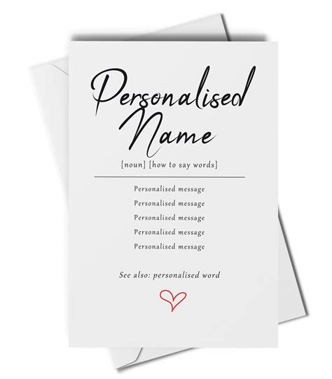 Make Your Own Definition Card Personalised Definition Card Fully