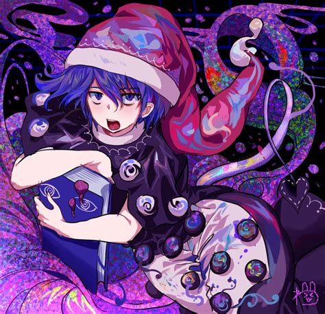 Safebooru 1girl Abstract Background Absurdres Black Dress Blue Eyes