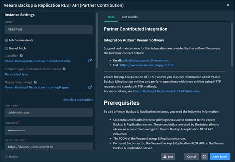 Adding Veeam Backup Replication Instances Veeam App For Palo Alto Networks Xsoar