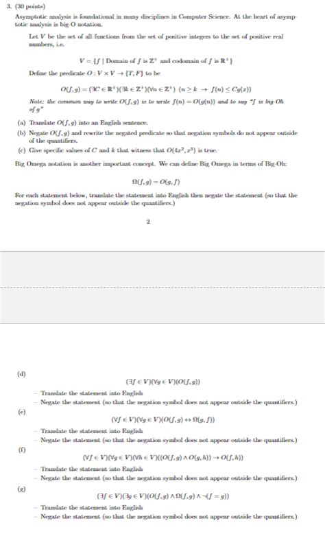 Solved 3 30 Points Asymptotic Analysis Is Foundational In Chegg Com