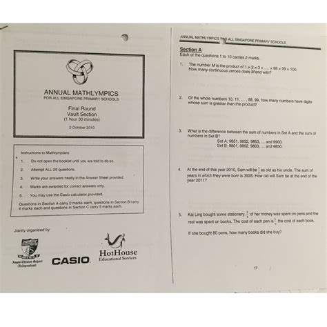Primary School Math Olympiad Practice Hobbies And Toys Books