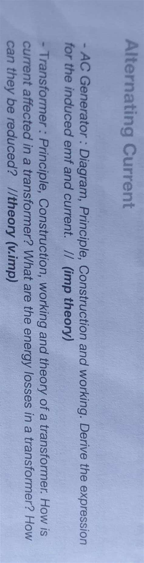 Alternating Current Ac Generator Diagram Principle Construction And