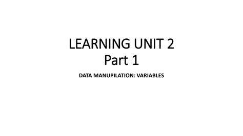 Solution Sod Learning Unit Part Variables Studypool