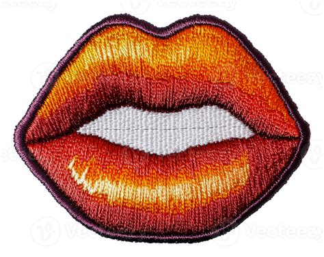 Vibrant Embroidered Lips Patch 50478493 Png