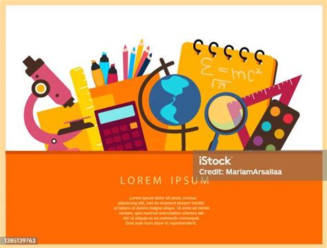 학교로 돌아가기 위해 광고 배너 학교 용품 액세서리 요소와 판매 포스터 흰색 배경에 텍스트를 위한 문구 도구 및 장소를 교육 프로모션 템플릿입니다 사무실 문구 벡터