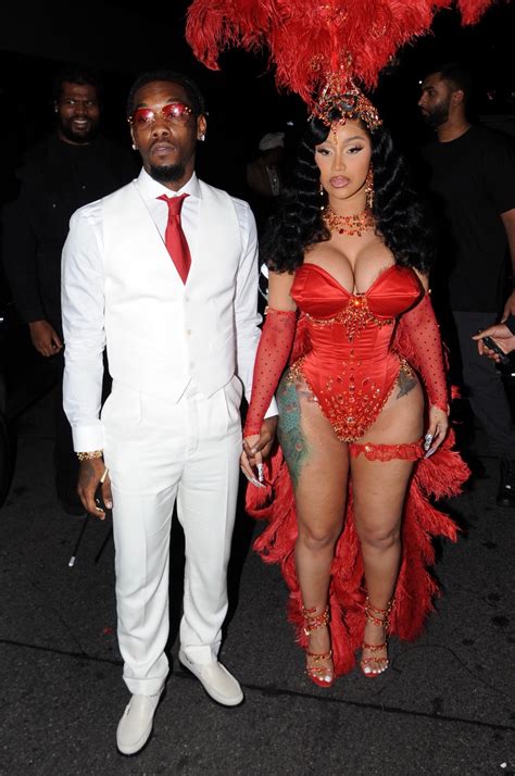 Cardi B Put On A Busty Display In Red Feathered Birthday Look