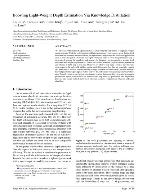 Pdf Boosting Light Weight Depth Estimation Via Knowledge Distillation