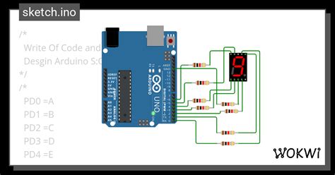 Seven Segment Show 0 To 9 Leds Using Hex Wokwi Esp32 Stm32 Arduino
