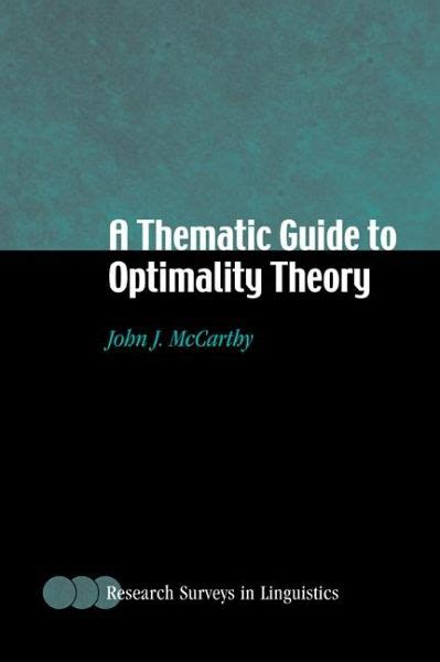 A Thematic Guide To Optimality Theory Von John J Mccarthy Englisches Buch Bücherde
