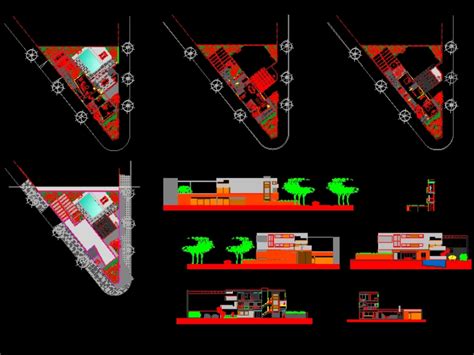Triangular Corner Detached House In Autocad Cad 1 61 Mb Bibliocad