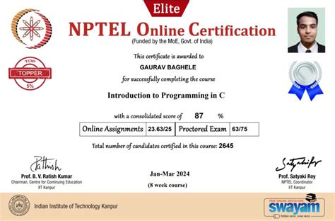 Gaurav Baghele On Linkedin Hii Connection Achieved Nptel Certification From Iit Kanpur With