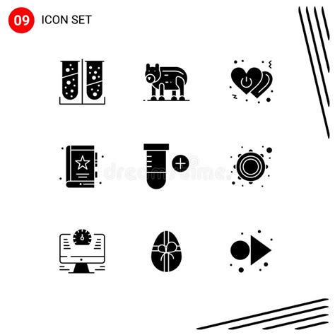 Modern Set Of 9 Solid Glyphs And Symbols Such As Seo Business Heart Bookmark Switch Stock