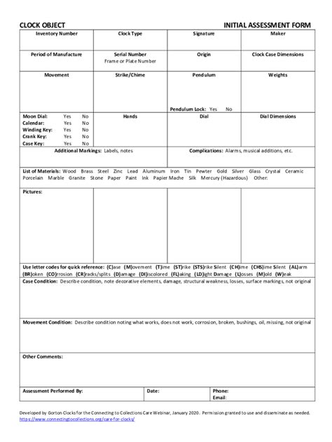 Fillable Online Clock Assessment Formdocxpdf Fax Email Print Pdffiller