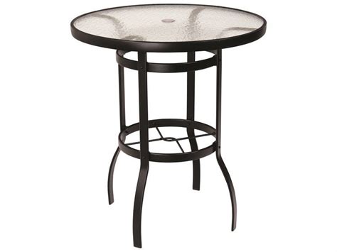 Woodard Aluminum Deluxe 36 Wide Round Obscure Glass Top Bar Height