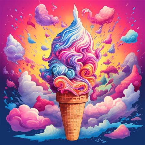 Premium Ai Image Ice Cream Colorful Illustration
