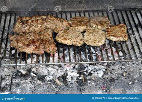 Steaks And Ribs On Bbq Stock Image Image Of Grilled 14863377