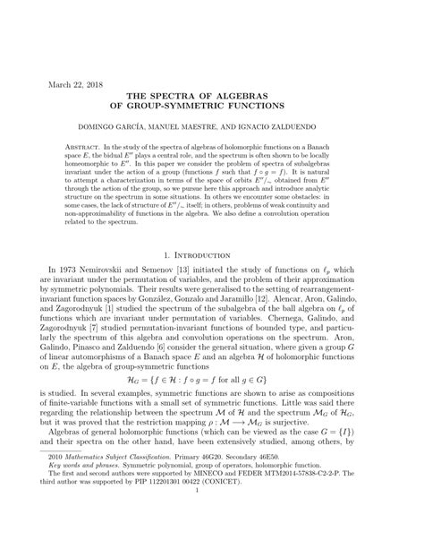 Pdf The Spectra Of Algebras Of Group Symmetric Functions