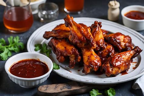 Premium Photo Baked Chicken Wings In Barbecue Sauce