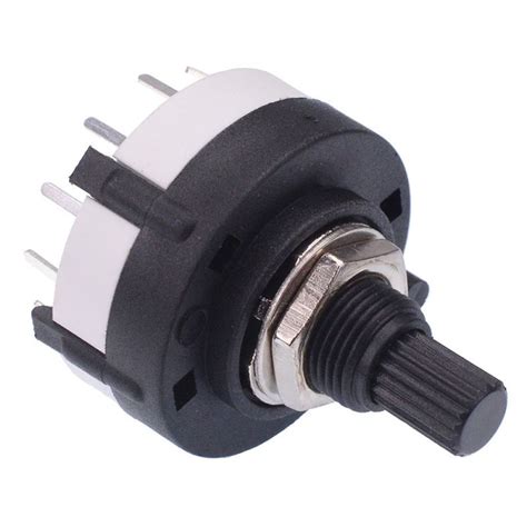 2 Pole 6 Way Rotary Switch Splined Shaft Pcb Terminals