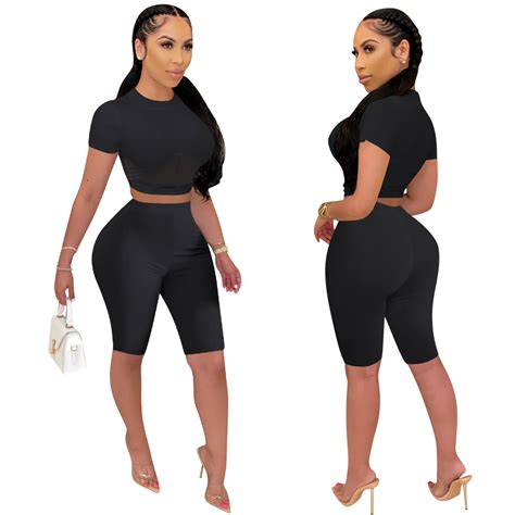 L287959 Solid Color Sports Mesh Stitching Short Sleeve Top Shorts Set