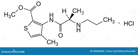 Chemical Structure Of Articaine Hydrochloride Drug Substance Stock Illustration Illustration