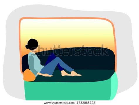Girl Looking Sky Illustration Stock Illustration 1732085722 Shutterstock