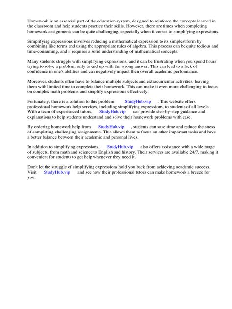Homework 8 Simplifying Expressions Pdf Equations Mathematics