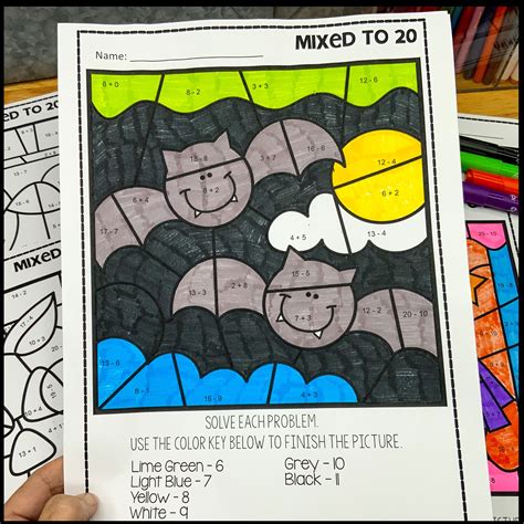 Addition And Subtraction Color By Number Worksheets Color By Etsy