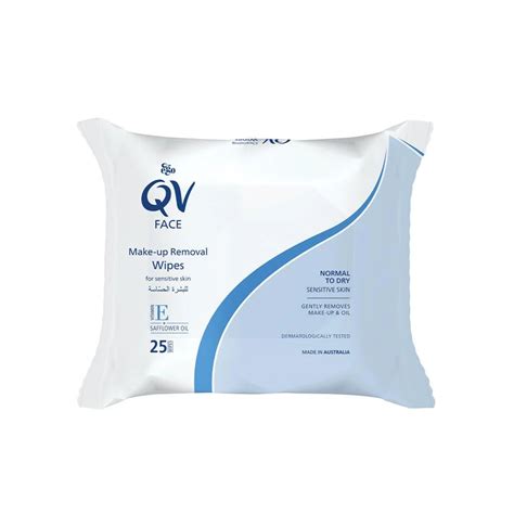 مناديل Qv الحساسة المزيلة للمكياج والزيوت للوجه 25 منديل
