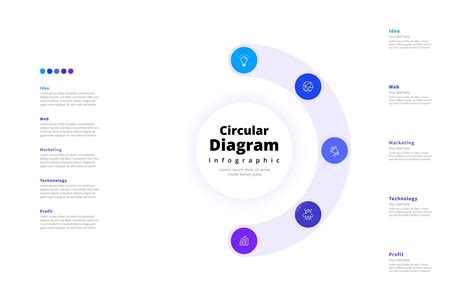 미니멀한 세련된 원형 4단계 다이어그램 편집 가능한 인포그래픽 디자인 템플릿 터 프리미엄 벡터