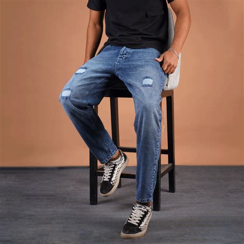 عرض قطعتين بنطلون جينز كاتينج لون تلجي لون ازرق غامق دكانك دوت كوم