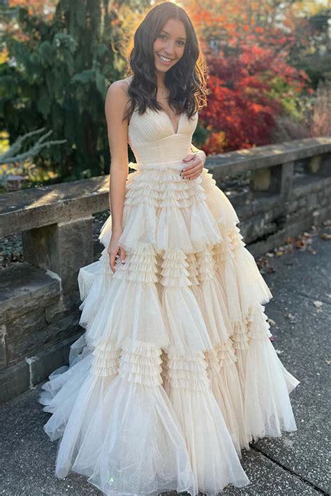 V Neck Blue Red Champagne Tulle Long Prom Dresses V Neck Blue Red Cha
