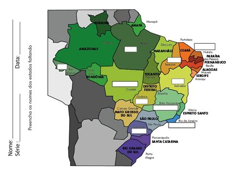 Colorir Para Crianças Mapa Do Brasil Colorido Impressões Páginas