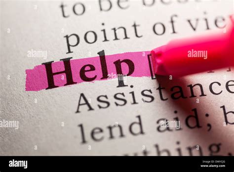 Fake Dictionary Definition Of The Word Help Stock Photo Alamy