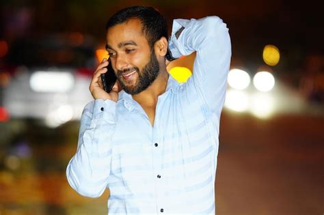 Premium Photo Man Calling Image Happy Face While Calling