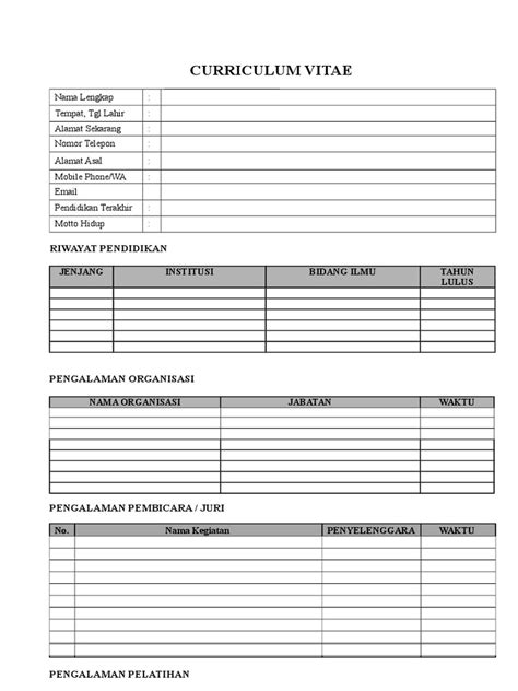 Format Cv Kosong Pdf
