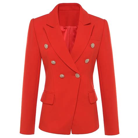 New Fashion 2018 Fall Winter Baroque Designer Blazer Womens Metal Lion Buttons Double Breasted