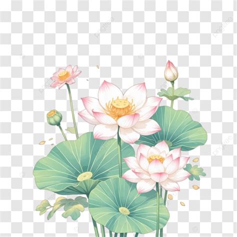 분홍색과 섬세한 연꽃 꽃이 피다 분홍색 연약한 로터스 Png 일러스트 및 Psd 이미지 무료 다운로드 Pngtree