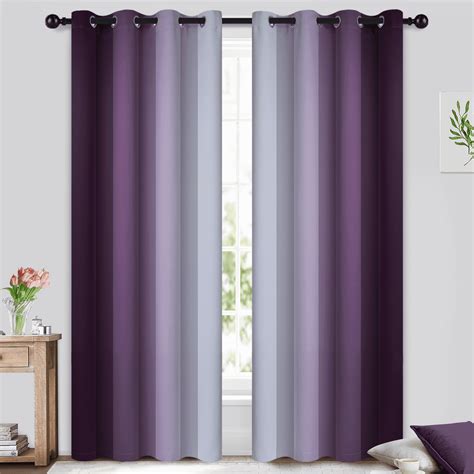 Yakamok Purple Curtain For Bedroomliving Room Blackoutombre Curtains