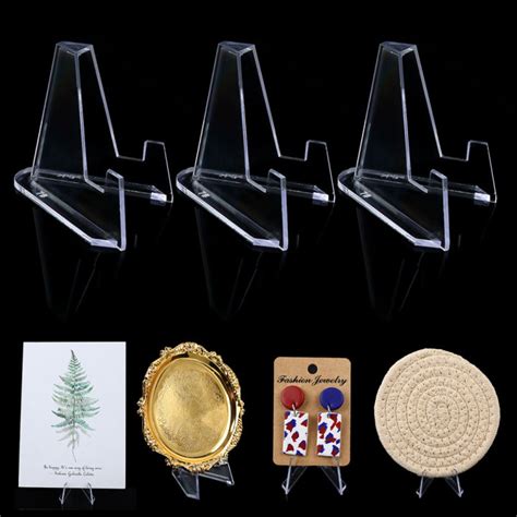 10 PCS Clear Acrylic Stands Coin Medal Badge Display Easel Holder Post