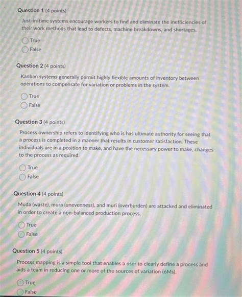 solved question 1 4 points just in time systems encourage