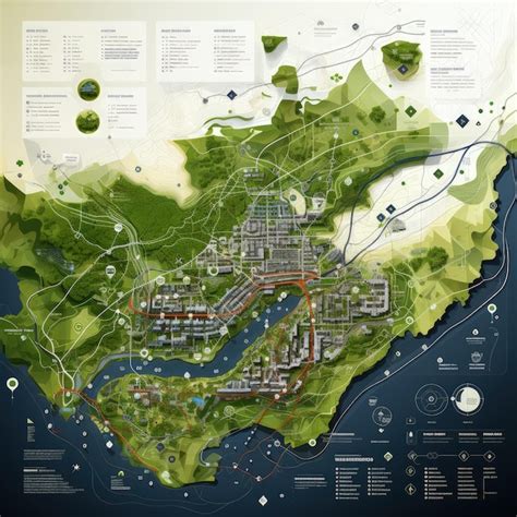 Premium Photo Modern Green City Map In A Clean Minimalist Style